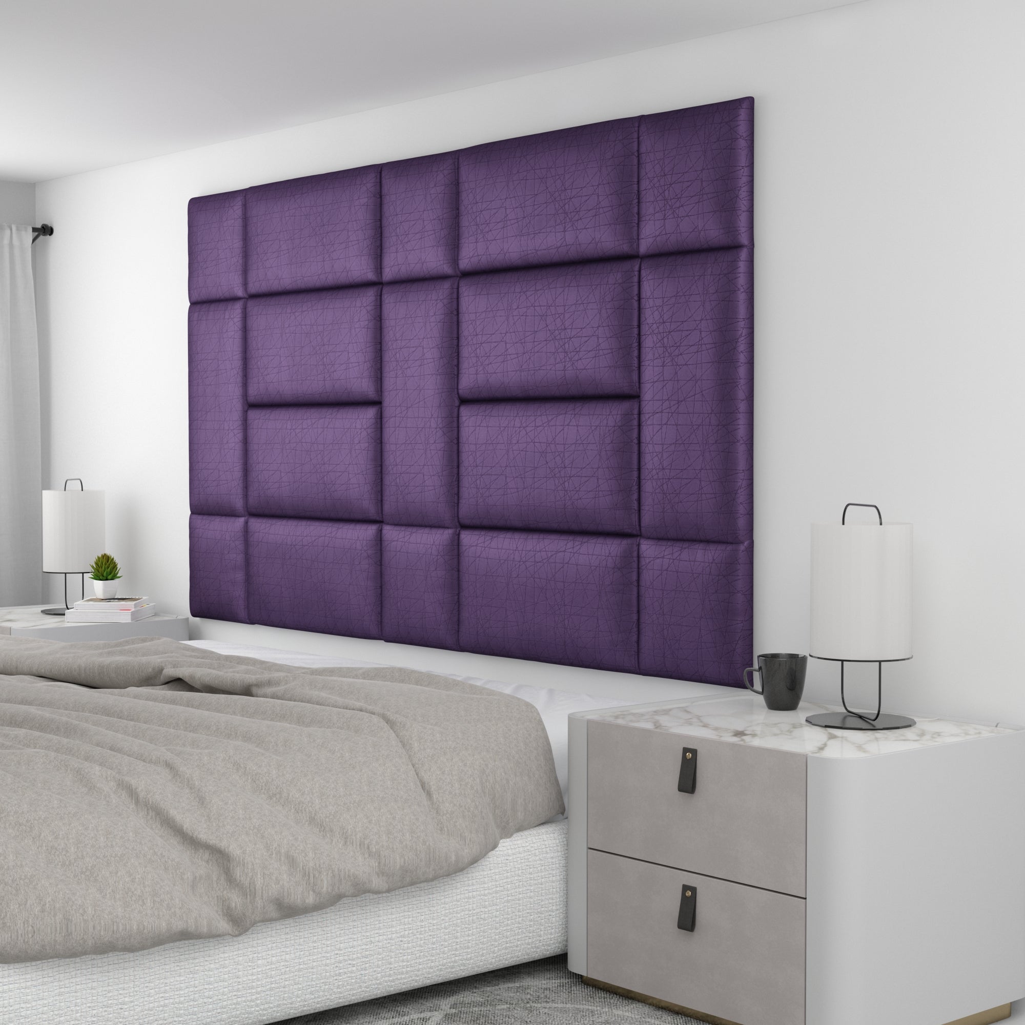 17 Piece Upholstered Wall Panel Headboard Kit 84x48 King Style 6